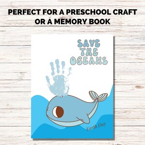 Earth Day Handprint Craft, Save the Oceans Whale Earth Day Handprint ...