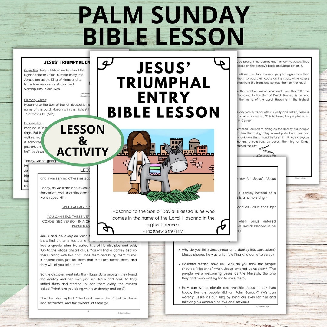 Palm Sunday Bible Lesson and Activity, Triumphal Entry Printable Bible ...