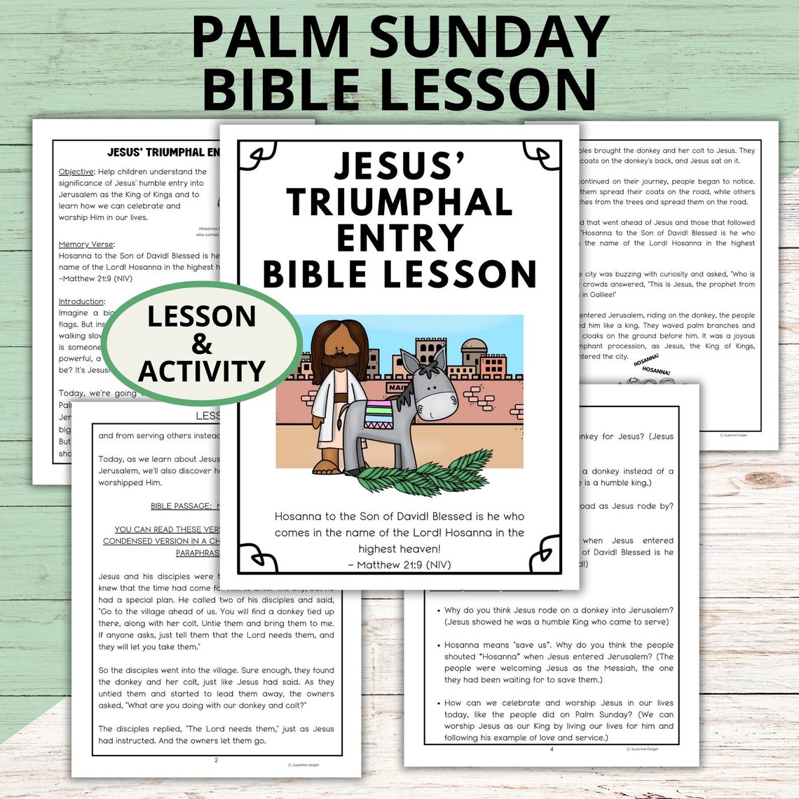 Palm Sunday Bible Lesson and Activity, Triumphal Entry Printable Bible ...