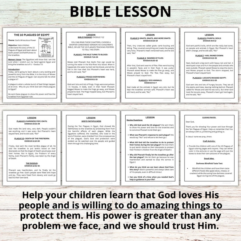 10 Plagues of Egypt Sunday School Lesson for Kids Bundle, Passover ...