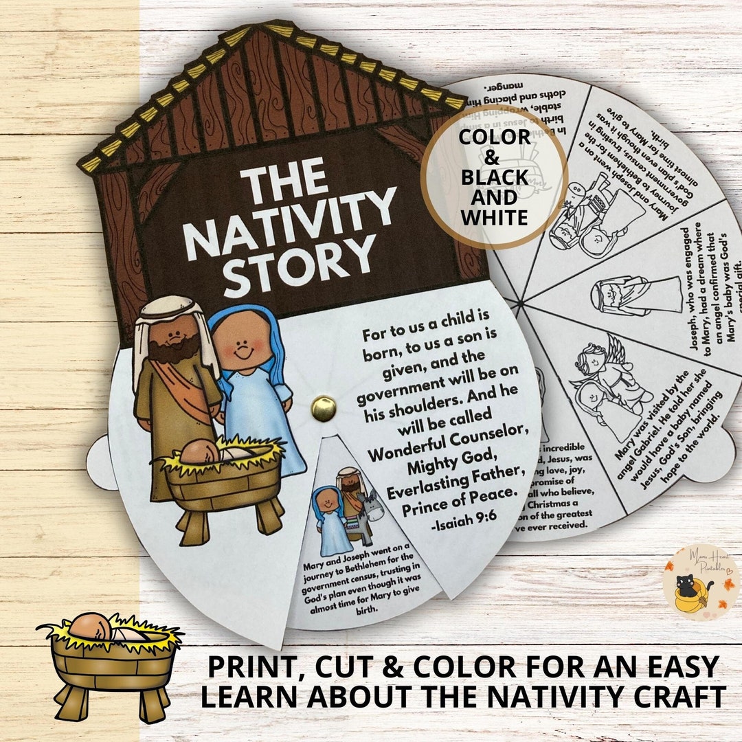 The Nativity Story Coloring Wheel Craft Printable for Kids, Christmas ...