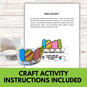 Summer VBS Bible Paper Crown Craft Activity Printable, Popsicle ...