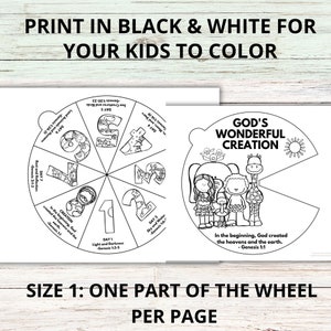 Days of Creation Bible Spinner Wheel Sunday School Craft Printable ...