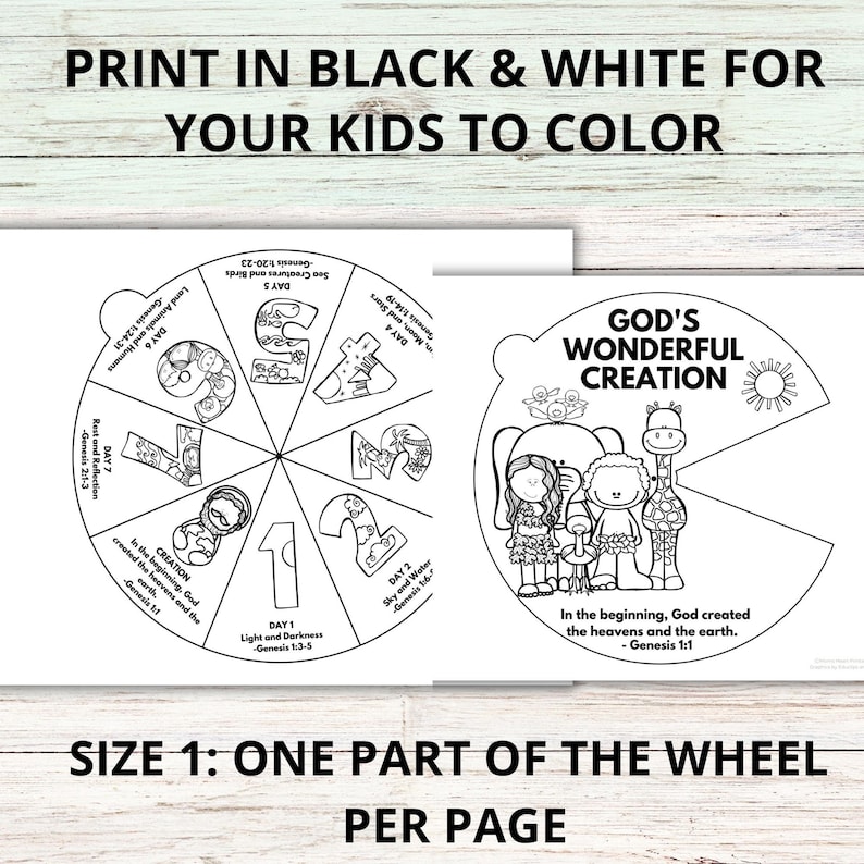 Days of Creation Bible Spinner Wheel Sunday School Craft Printable ...