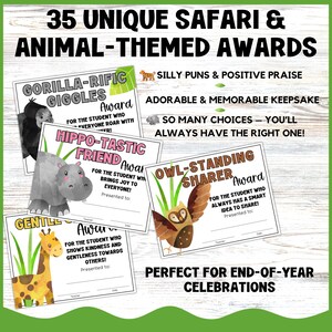 End of the Year Animal Awards Printable, Preschool Class Animal ...