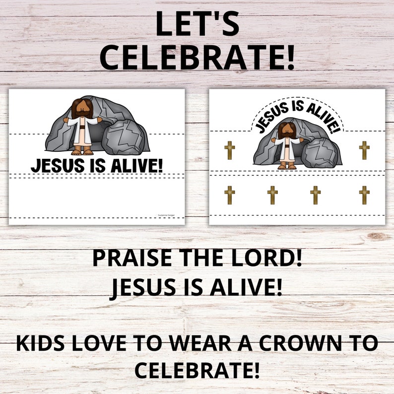 Jesus is Alive Celebration Crown Craft Activity Printable, Easter Craft ...