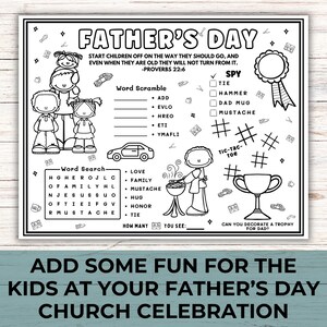 Fathers Day Bible Activity Coloring Placemat, Fathers Day Church Games ...