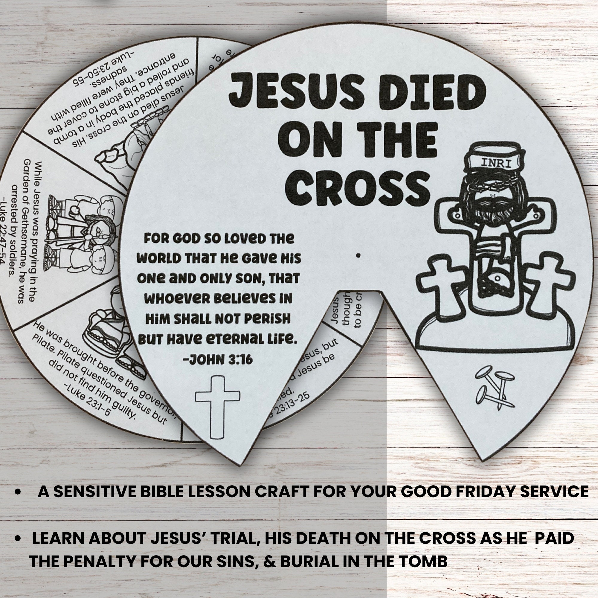 Jesus Died on the Cross Good Friday Bible Coloring Wheel Craft for Kids ...