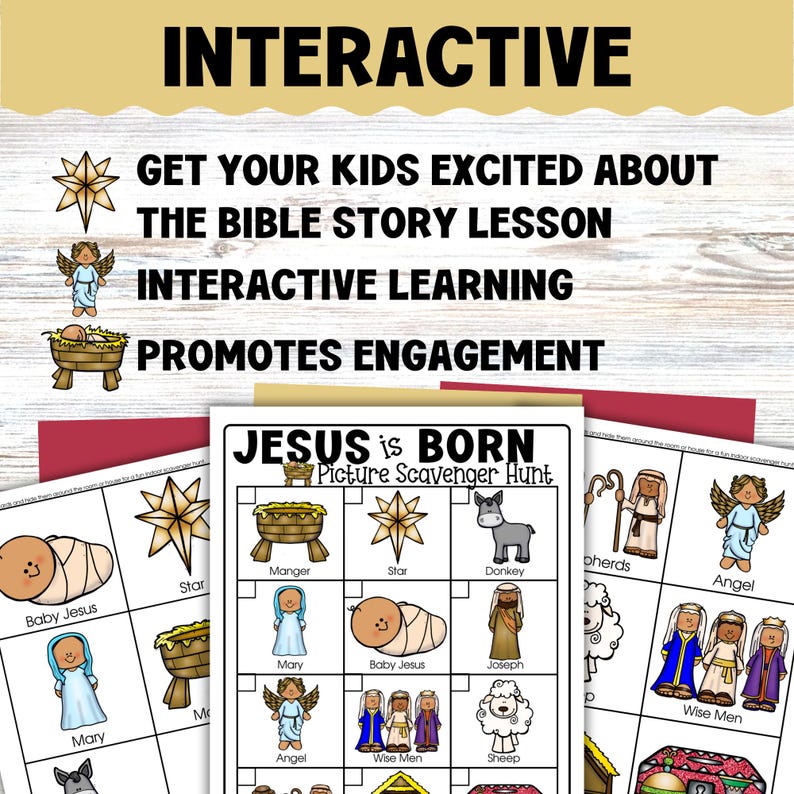 Jesus is Born Christmas Nativity Bible Lesson Church Scavenger Hunt ...