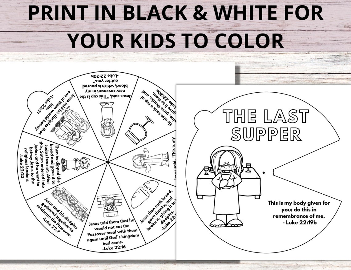 The Last Supper Bible Craft, Easter Bible Story Lesson Wheel, Holy Week ...