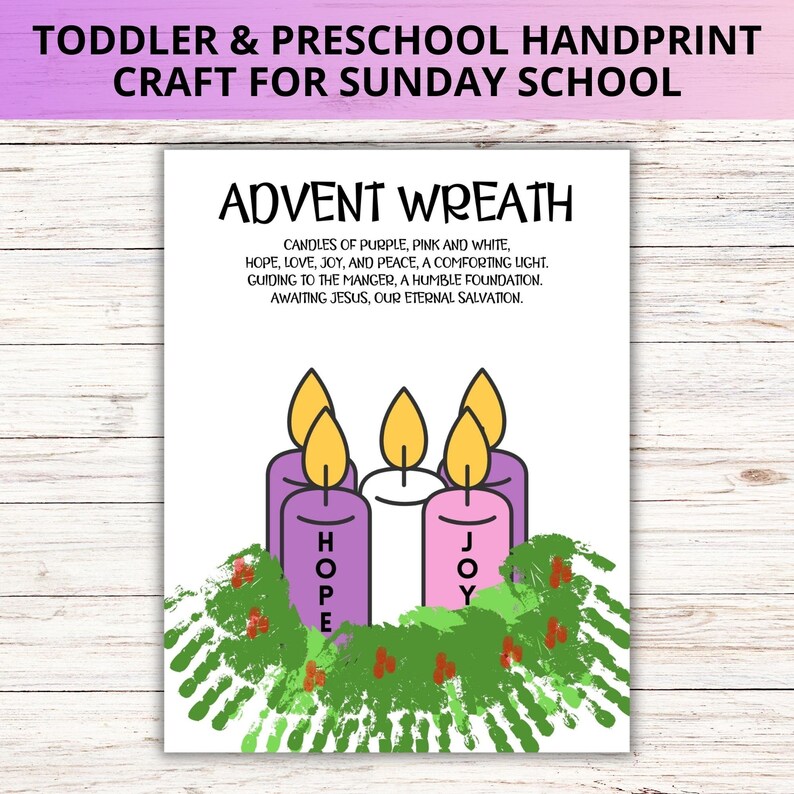 Advent Wreath Handprint Craft, Christmas Advent Handprint Art Activity ...