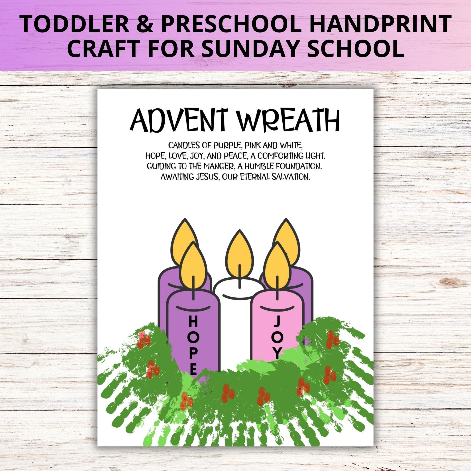 Advent Wreath Handprint Craft, Christmas Advent Handprint Art Activity ...