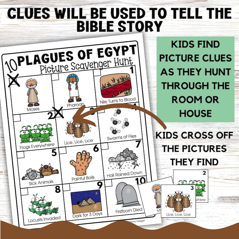 Ten Plagues of Egypt Bible Lesson Scavenger Hunt Activity Prek, Sunday ...