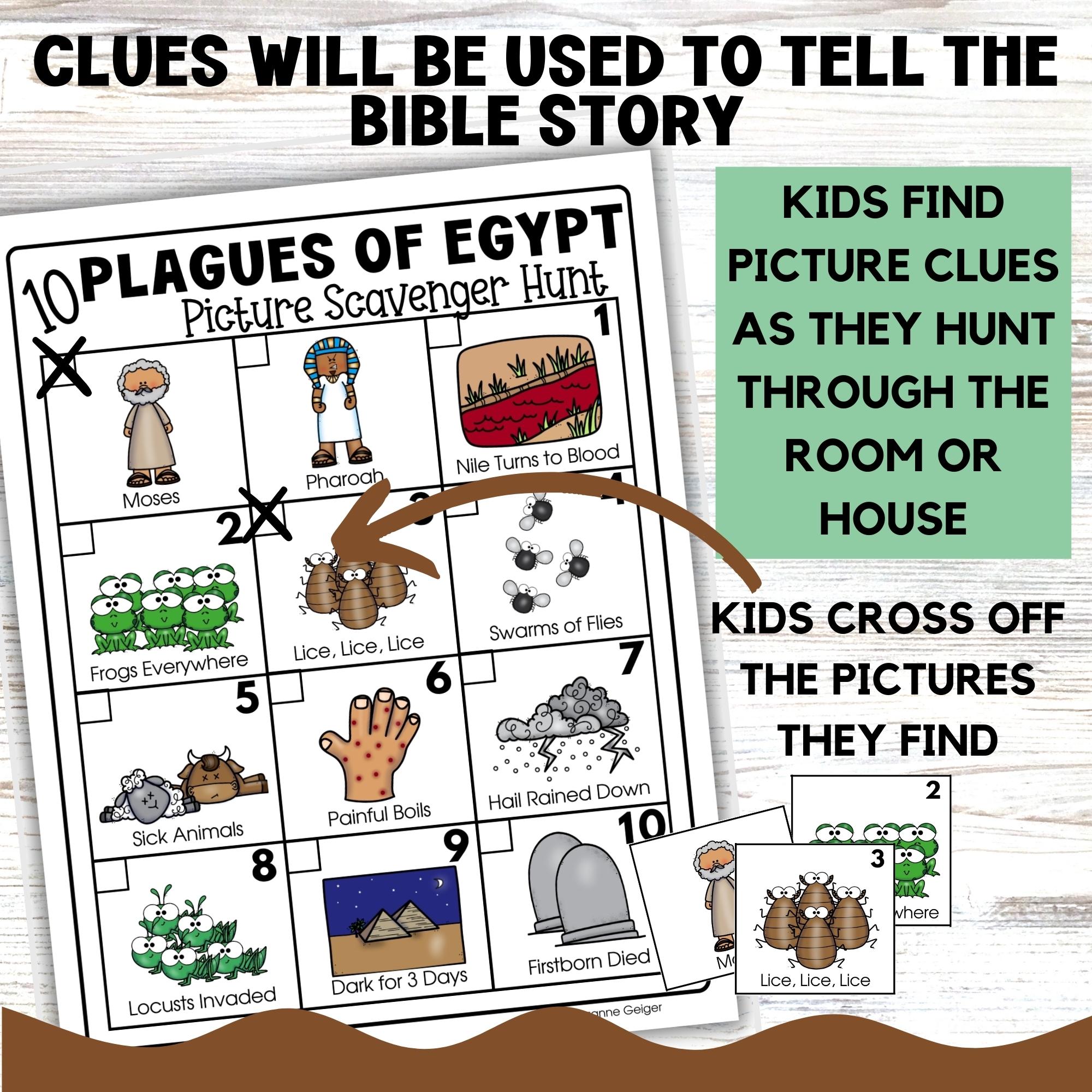Ten Plagues of Egypt Bible Lesson Scavenger Hunt Activity Prek, Sunday ...