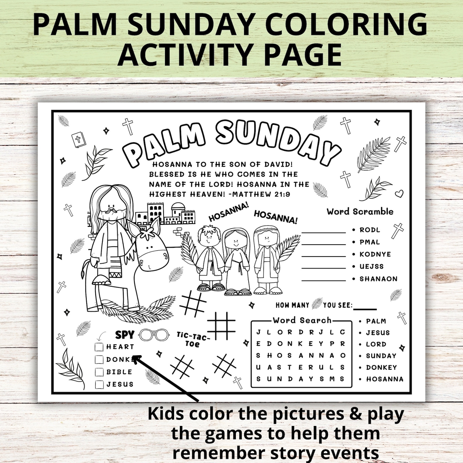 Palm Sunday Bible Lesson and Story Wheel Craft Bundle, Triumphal Entry ...