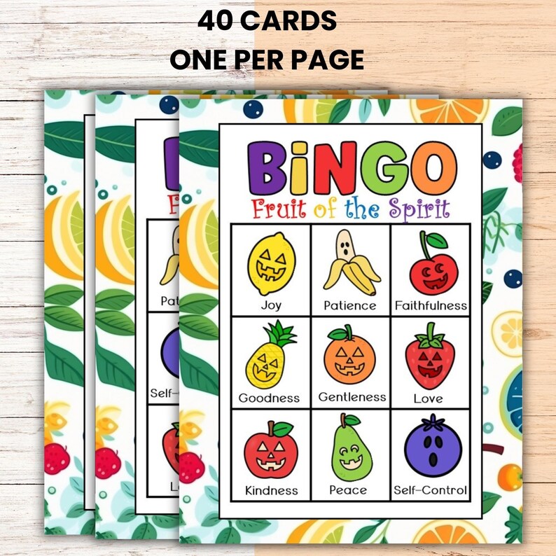 Fruit of the Spirit Bible Bingo Printable Game for Preschool Sunday ...