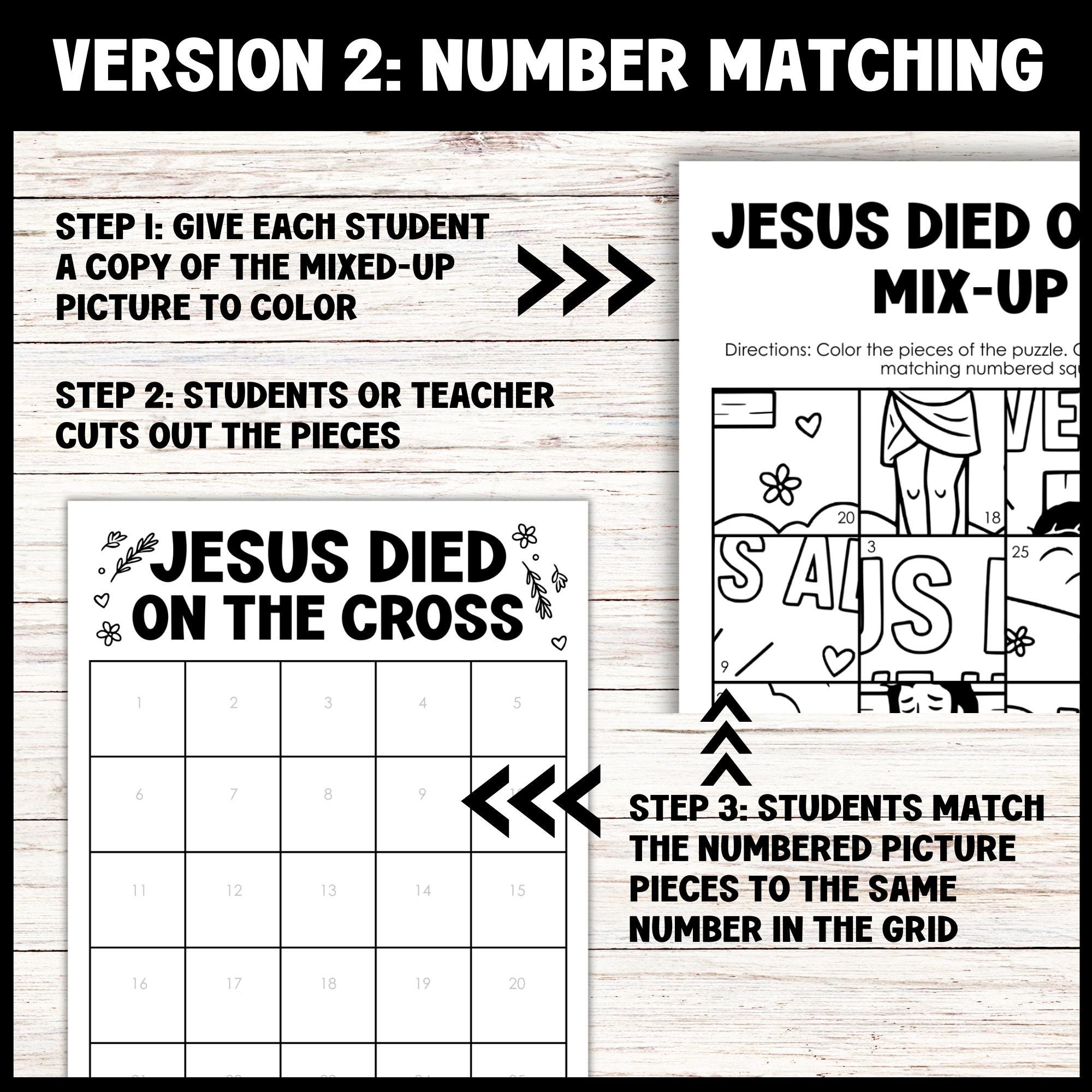 Jesus Died on the Cross Coloring Bible Craft, Good Friday Bible Mixed ...