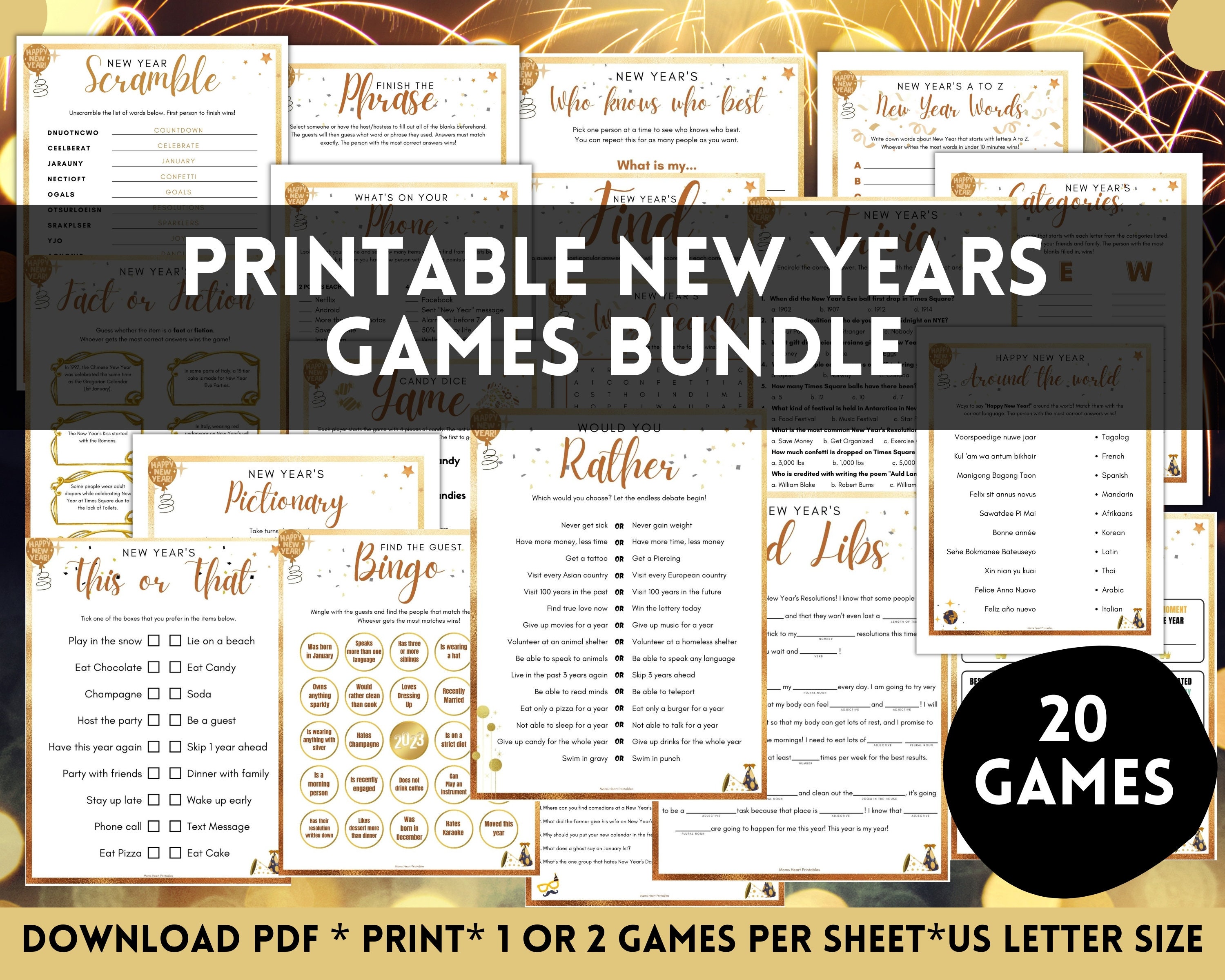 Printable New Years Eve Games for Families, New Years Games for Teens ...