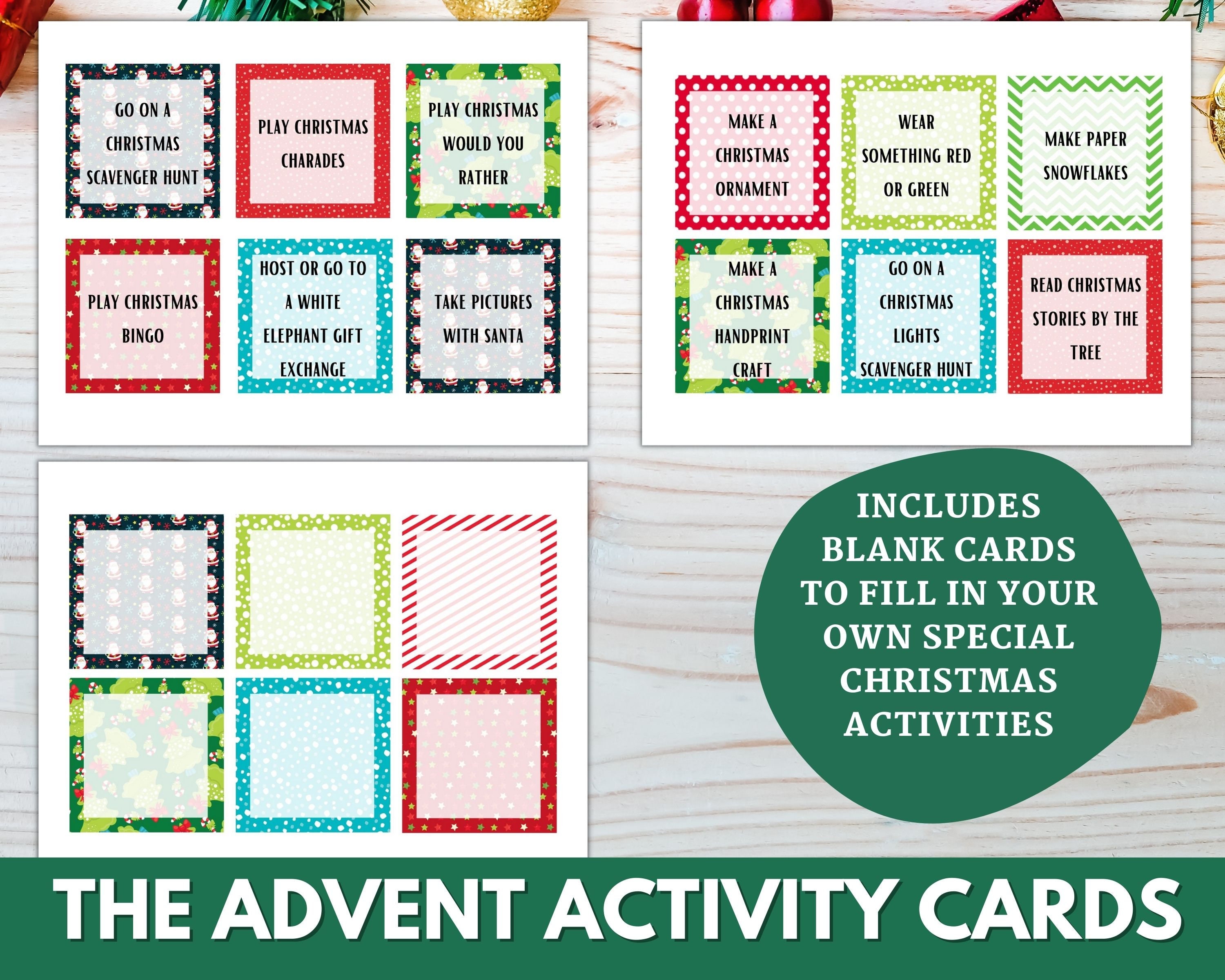 Christmas Advent Activity Cards, Printable Christmas Countdown Cards ...