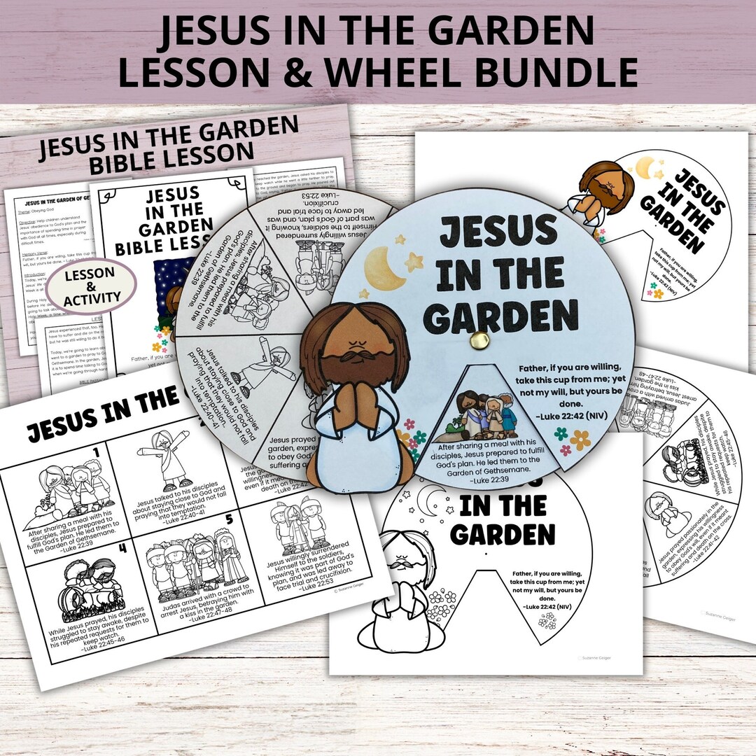 Jesus in the Garden of Gethsemane Bible Coloring Wheel Lesson for Kids ...