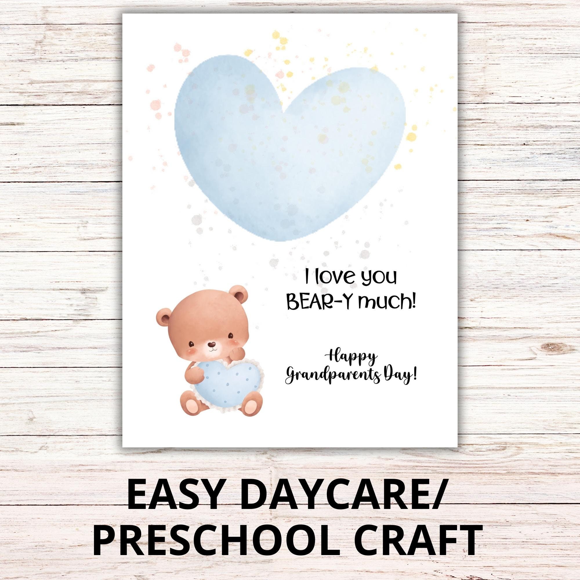 Grandparents Day Handprint Craft, Printable Gift DIY Keepsake Card for ...