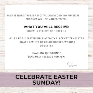 Easter Bible Activity Coloring Placemat, Christian Easter Sunday School ...