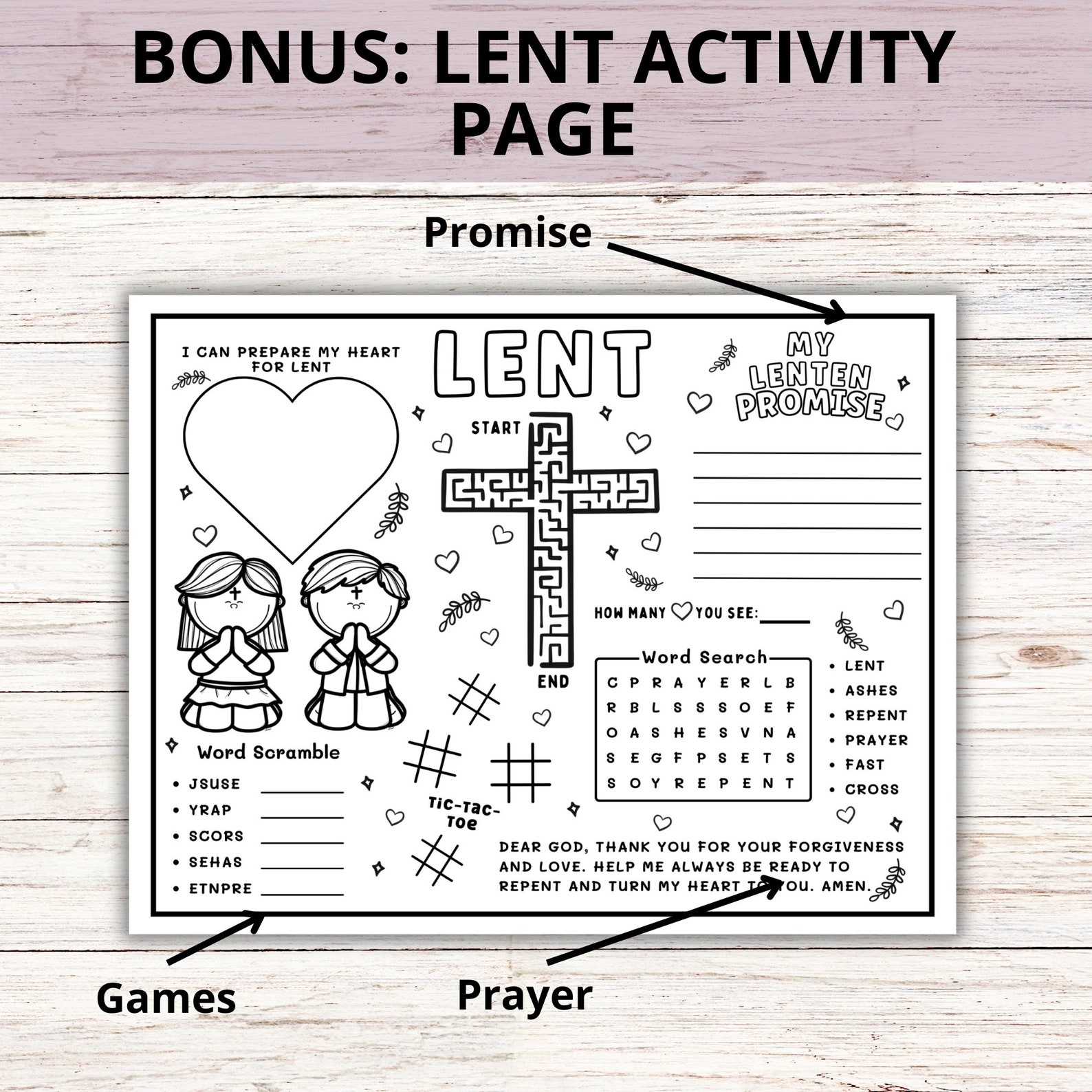 Lent Bible Lesson, Lent Preparation Lesson for Kids, Jesus 40 Days in ...