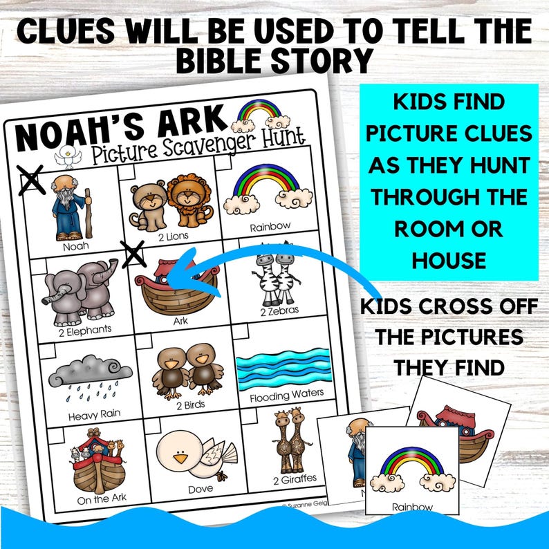 Noah's Ark Bible Lesson Scavenger Hunt Activity Prek, Sunday School ...