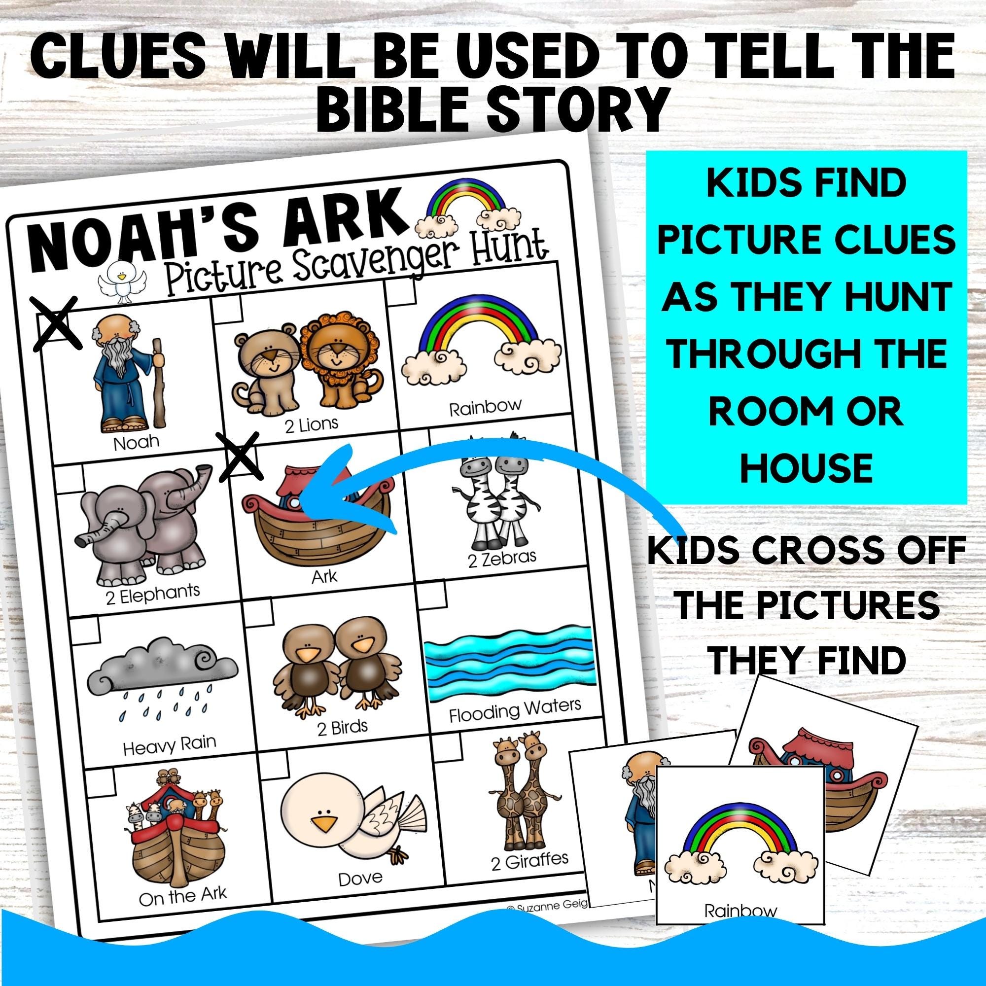 Noah's Ark Bible Lesson Scavenger Hunt Activity Prek, Sunday School ...