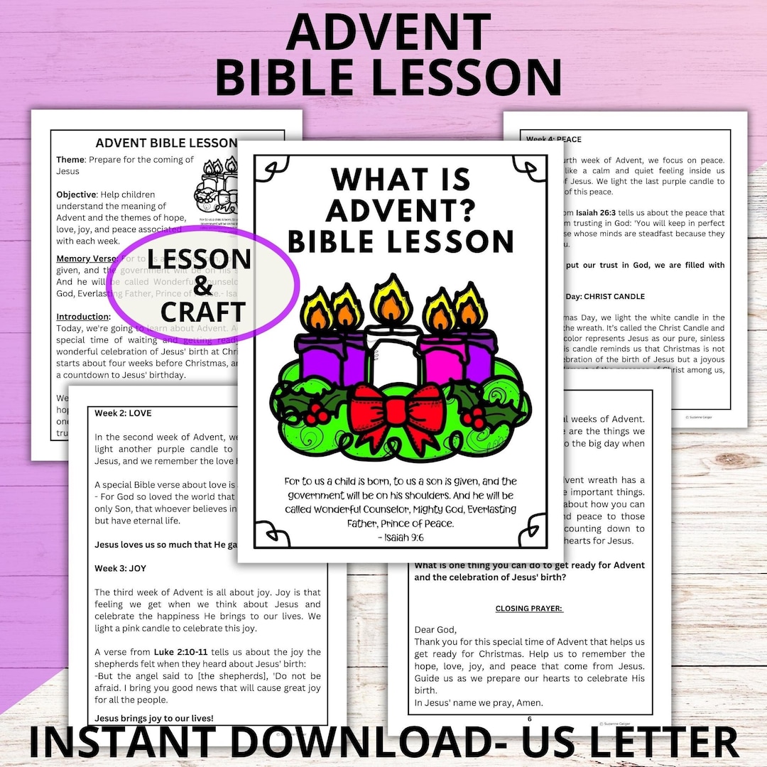 Advent Bible Lesson and Advent Wreath Coloring Christmas Craft Activity ...