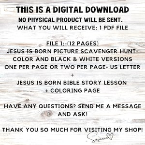 Jesus is Born Christmas Nativity Bible Lesson Church Scavenger Hunt ...