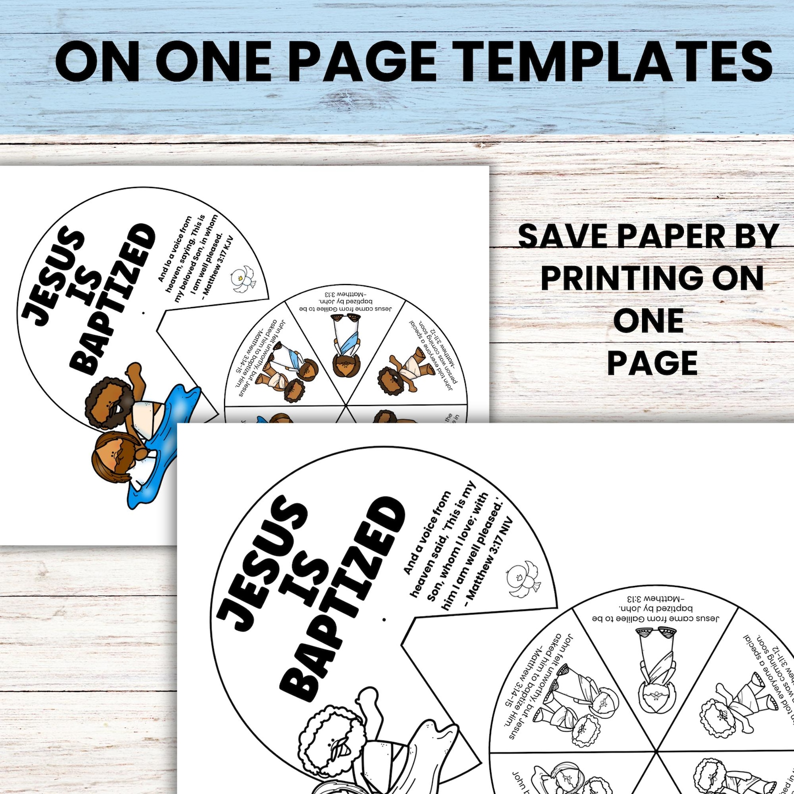 Jesus is Baptized Bible Wheel Craft, Matthew 3:1-17 Bible Coloring ...