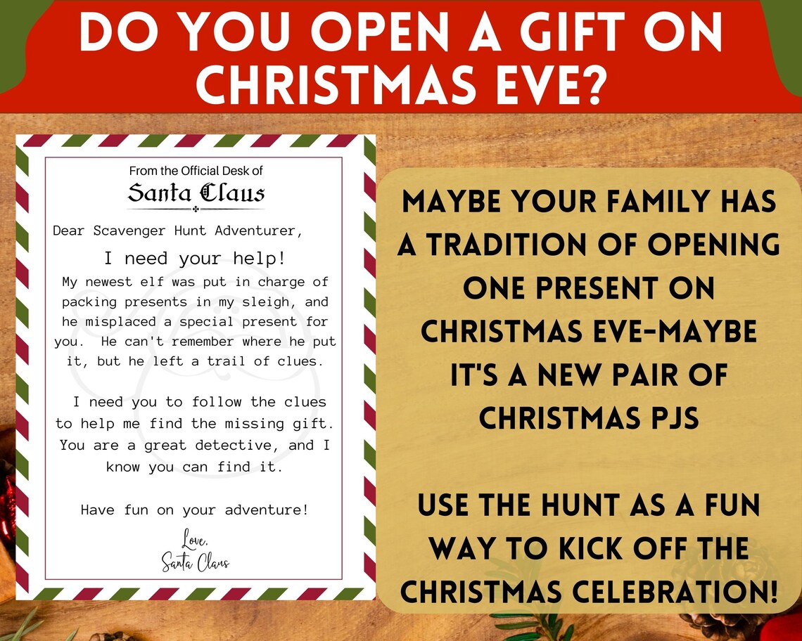 Santa Letter Indoor Christmas Scavenger Hunt for Kids, Printable ...