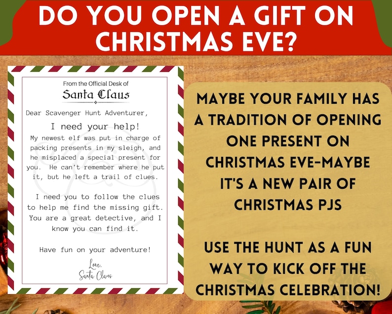 Santa Letter Indoor Christmas Scavenger Hunt for Kids, Printable ...