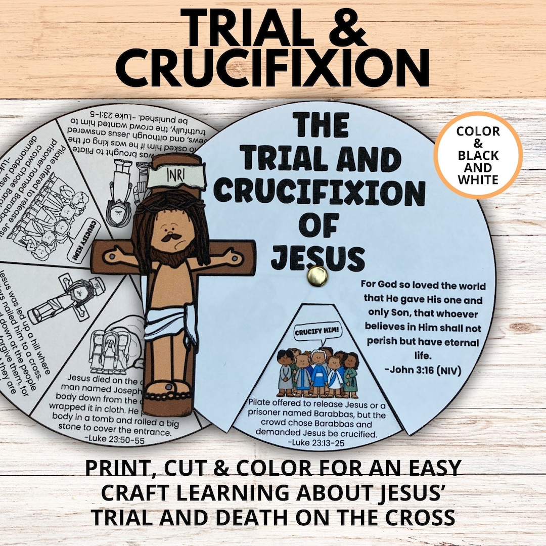 Jesus's Trial and Crucifixion Holy Week Bible Coloring Wheel Craft for ...