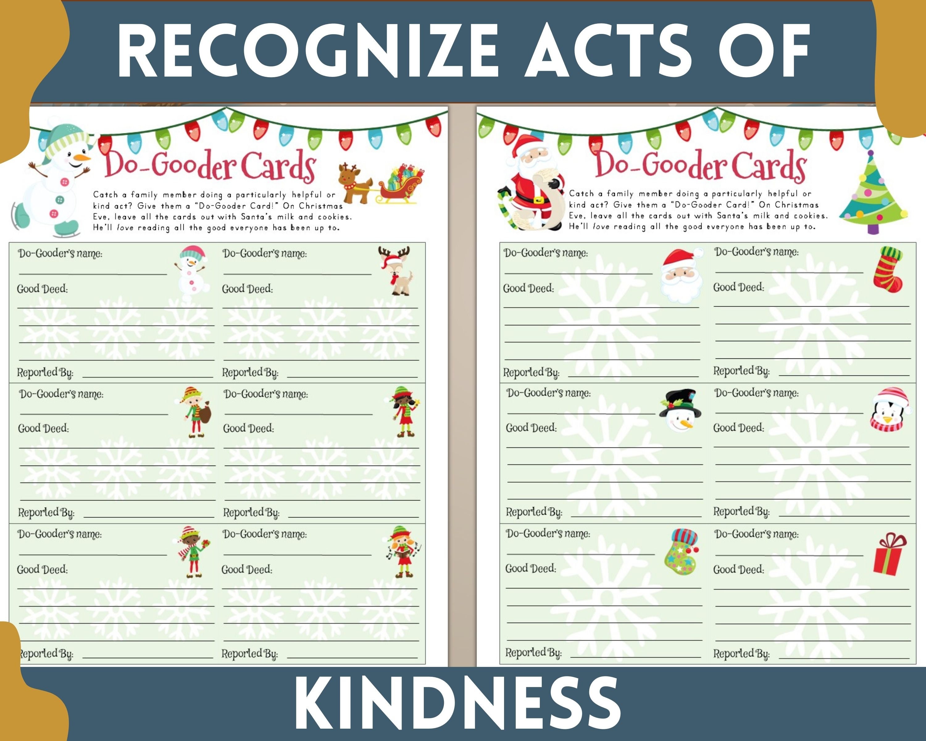 Christmas Nice List Acts of Kindness Bingo, Printable Holiday Kindness ...