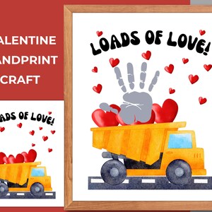 Valentine's Day Construction Handprint Craft, Bulldozer Handprint Art ...