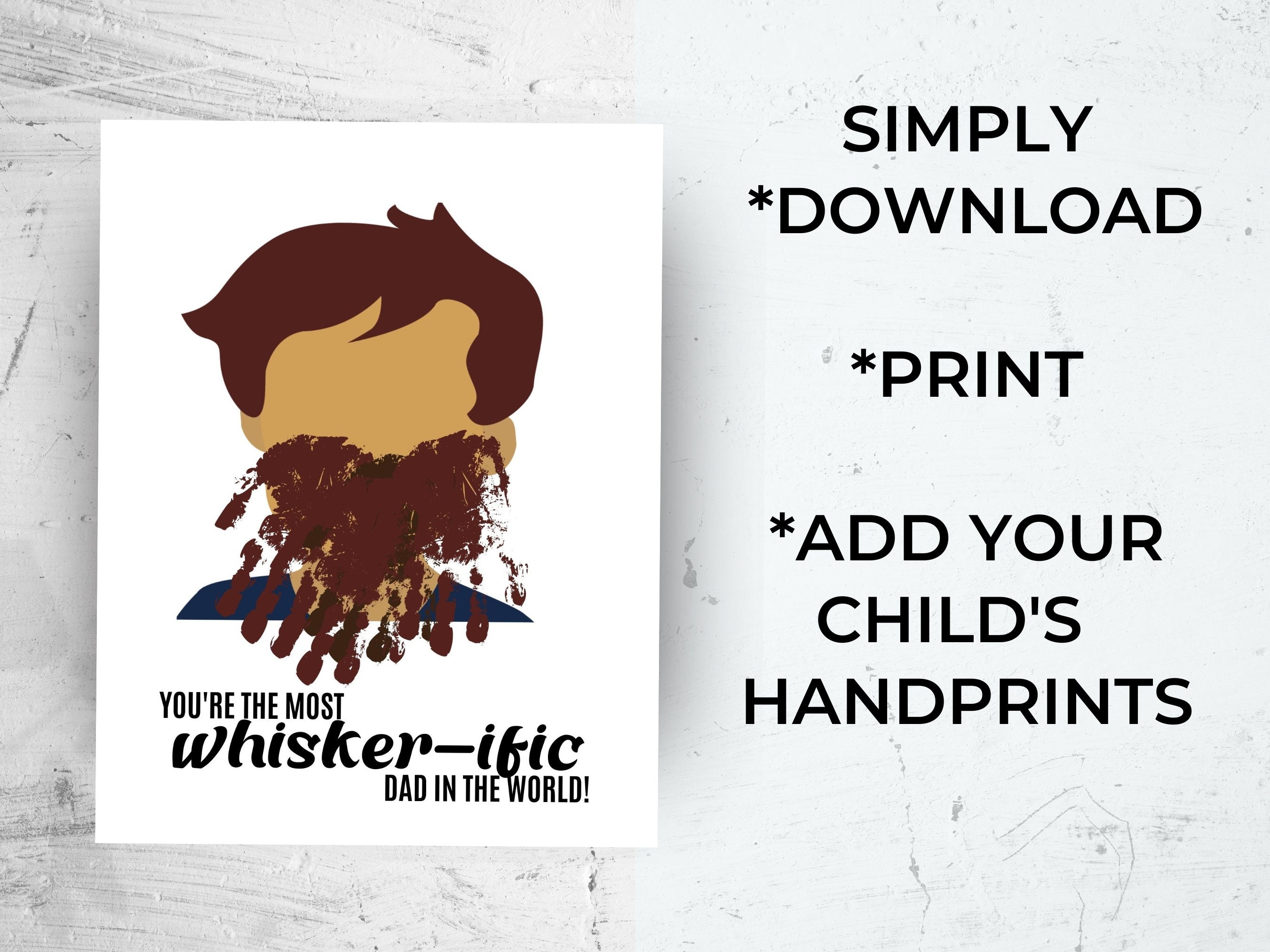 Fathers Day Handprint Craft Art Printable, DIY Keepsake Beard Lover Dad ...