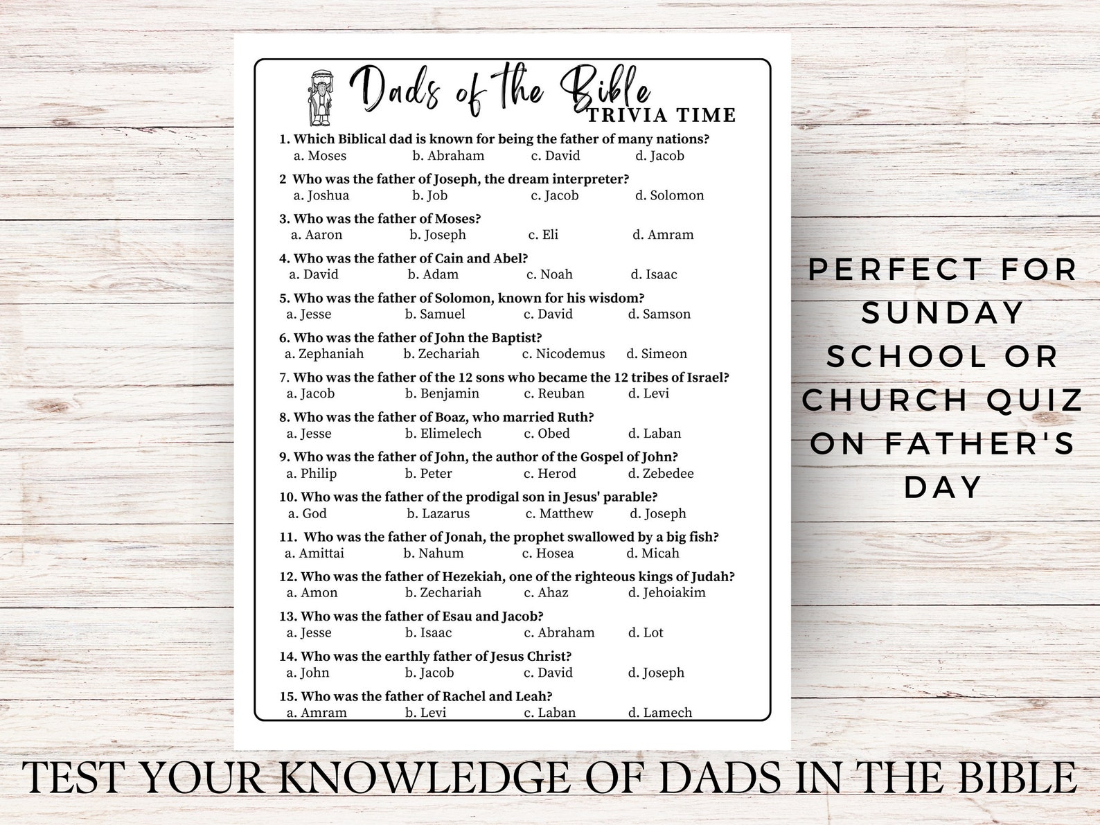 Fathers Day Fathers of the Bible Trivia for Church and Bible Study ...