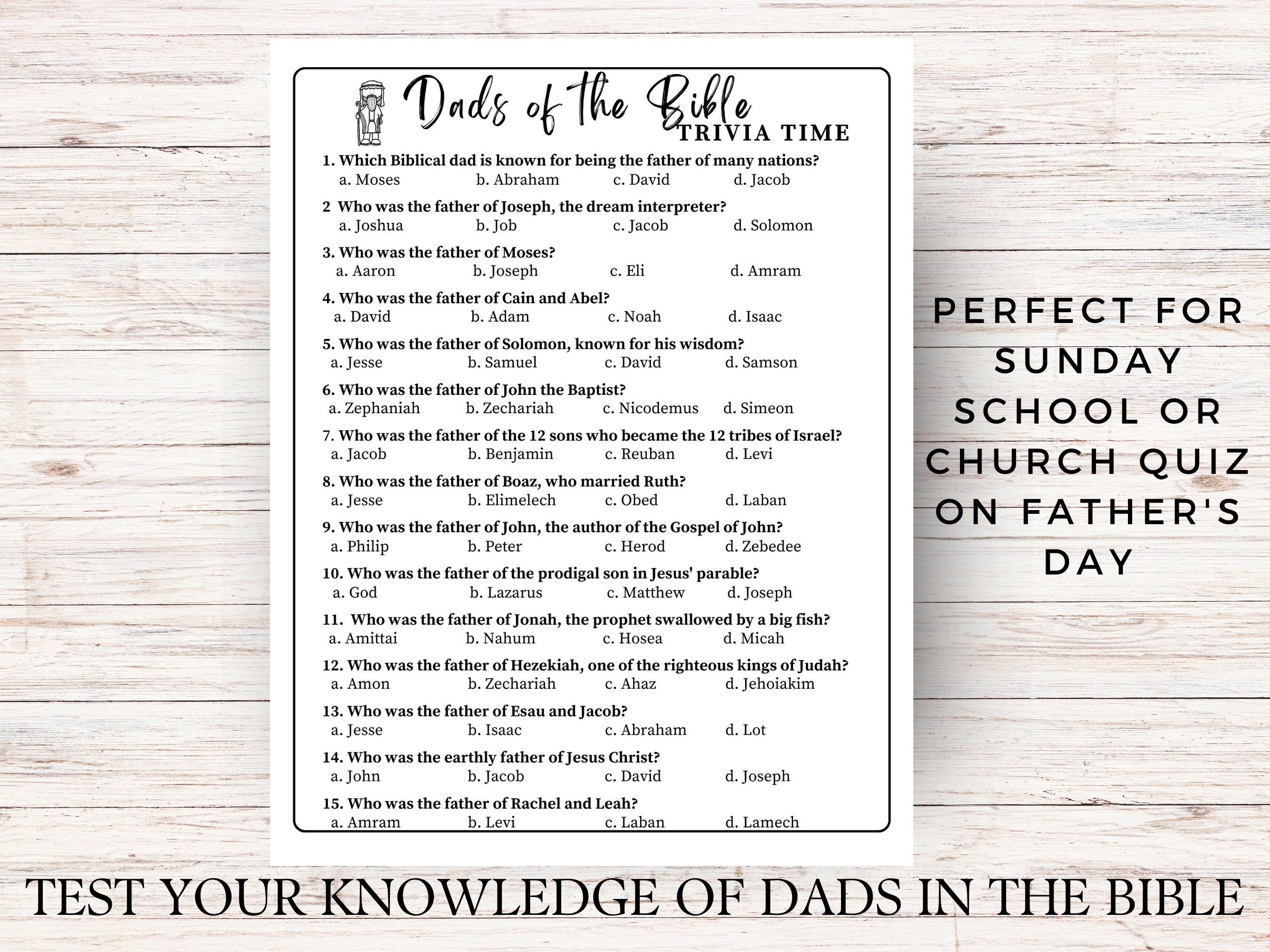 Fathers Day Fathers of the Bible Trivia for Church and Bible Study ...