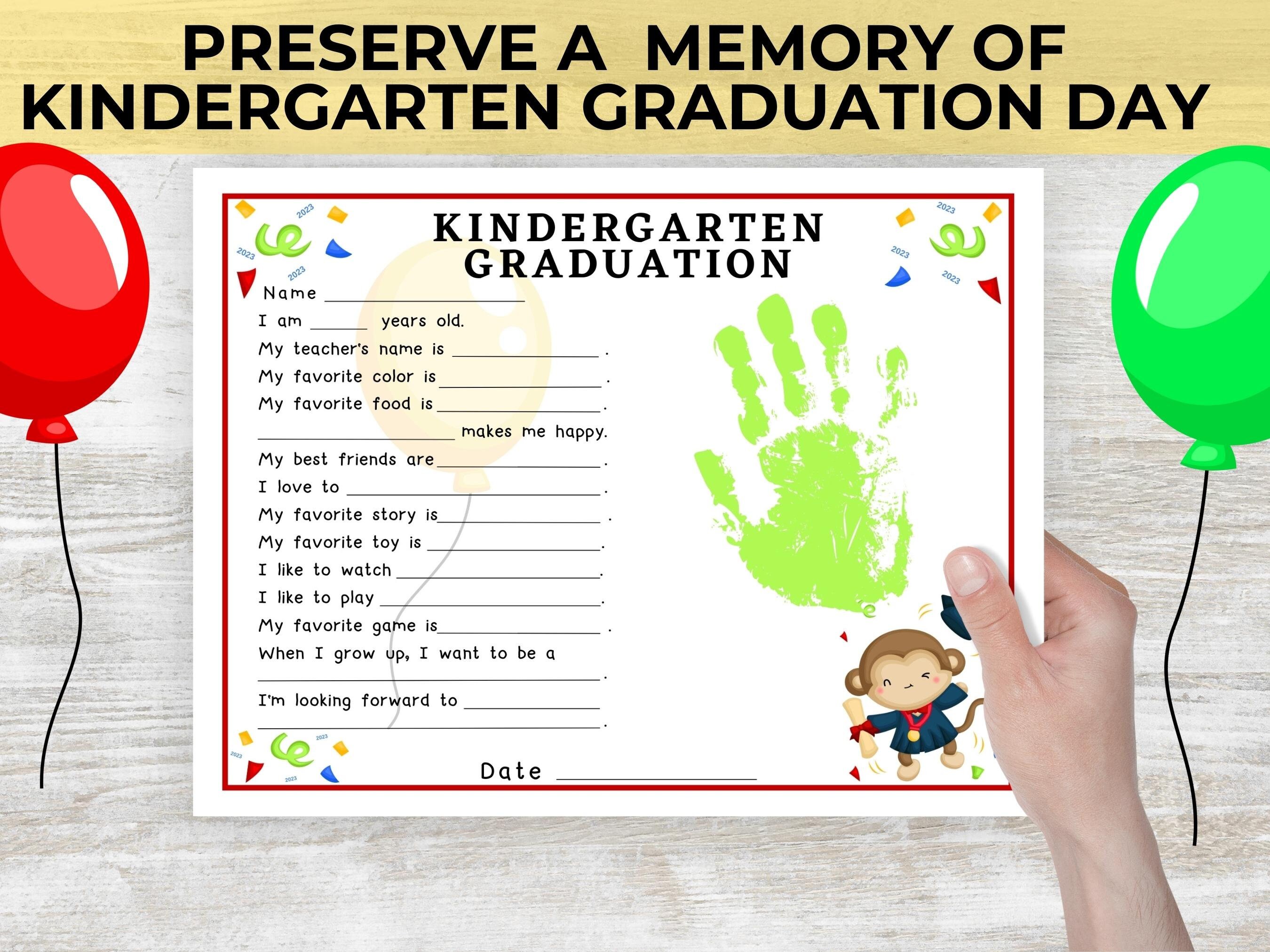 Last Day of Kindergarten Graduation Keepsake Handprint Art, Handprint ...