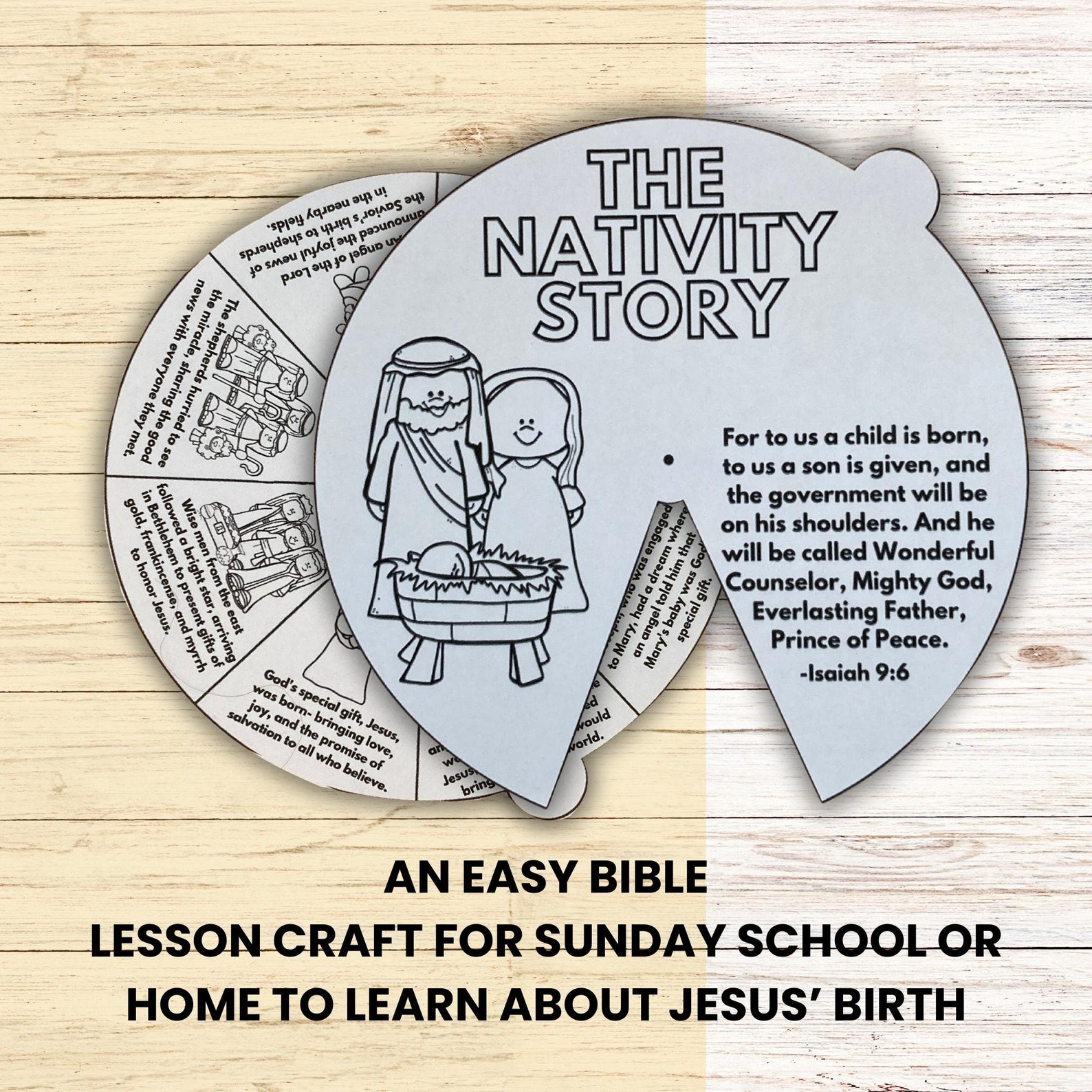 The Nativity Story Coloring Wheel Craft Printable for Kids, Christmas ...