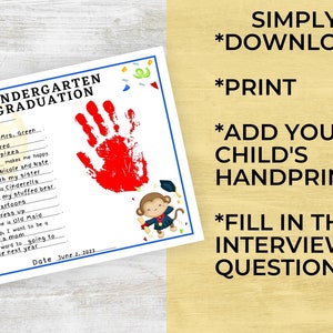 Last Day of Kindergarten Graduation Keepsake Handprint Art, Handprint ...