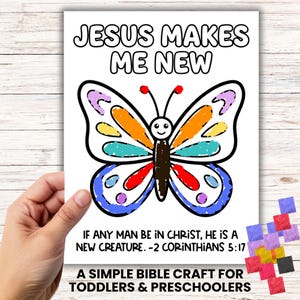 Jesus Makes Me New Torn Paper Bible Craft, Spring New Creation 2 ...
