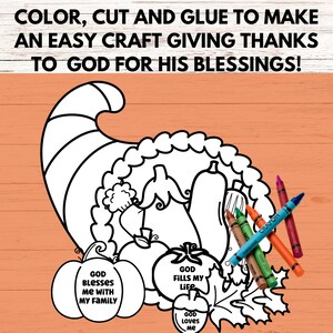 Give Thanks Cornucopia Thanksgiving Prayer Bible Craft Activity, Sunday ...