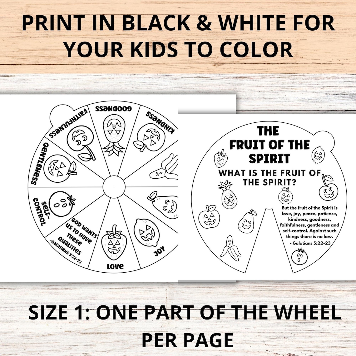 Fruit of the Spirit Bible Wheel Craft Printable, Sunday School Coloring ...
