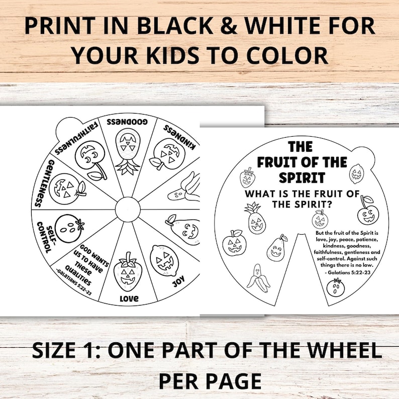 Fruit of the Spirit Bible Wheel Craft Printable, Sunday School Coloring ...