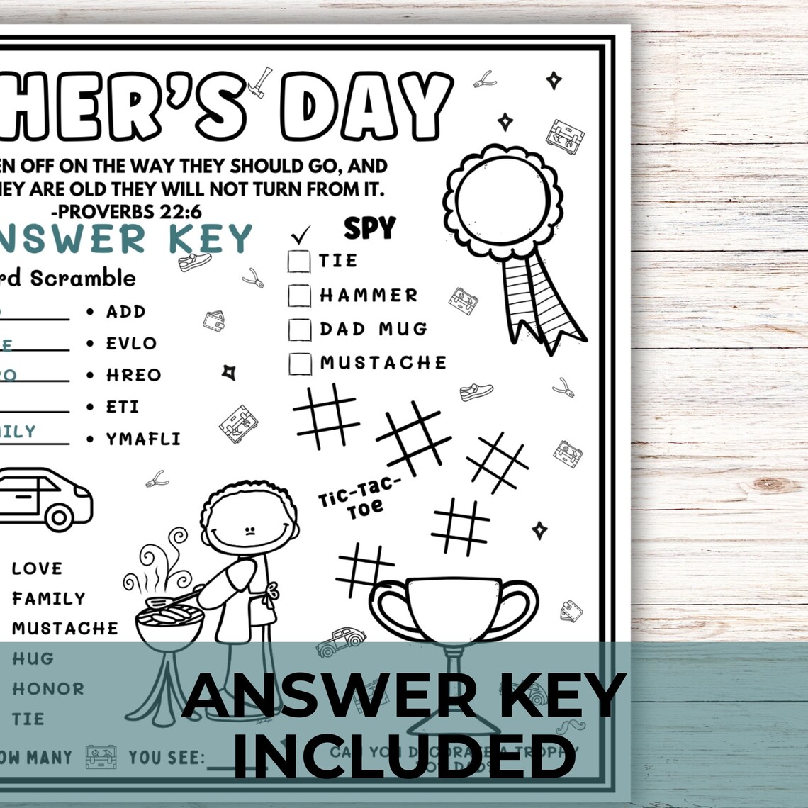 Fathers Day Bible Activity Coloring Placemat, Fathers Day Church Games ...