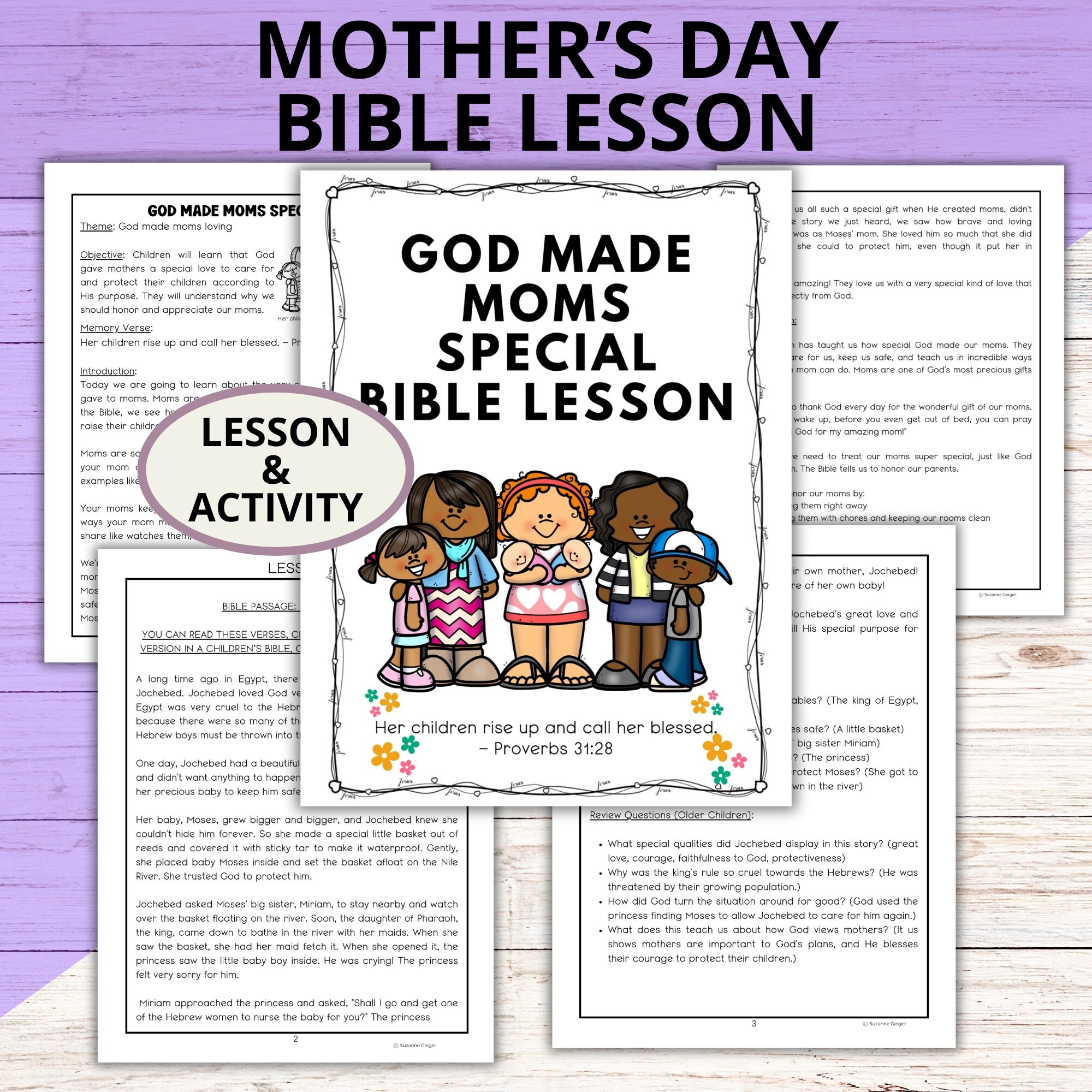 Mothers Day Bible Lesson and Craft Printable, Sunday School Mothers Day ...