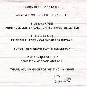 40 Days Lent Countdown Calendar for Kids 2025, 40 Days Lenten Calendar ...